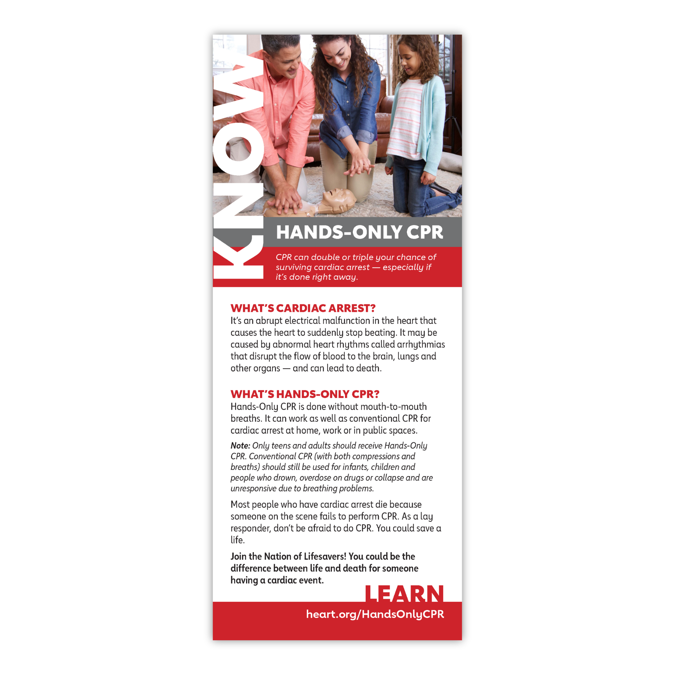 Know and Go, Hands-Only CPR - Pack of 25 – ShopHeart.org