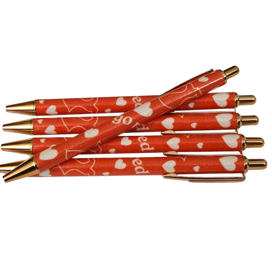 Go Red & Glitter Pens – Pack of 5 – ShopHeart.org