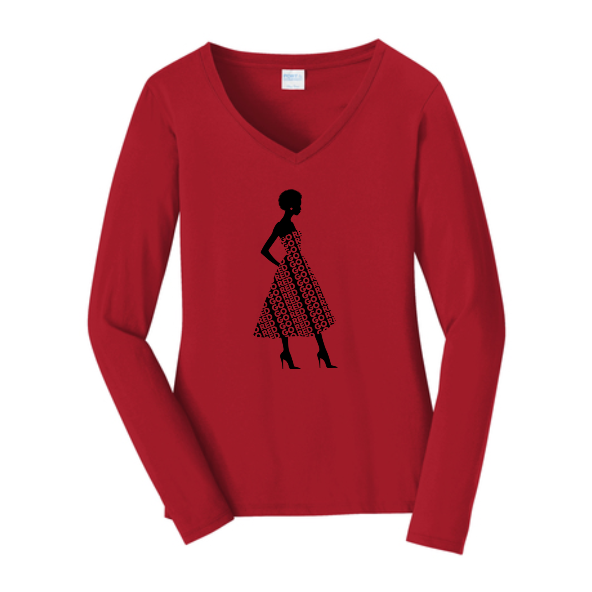Go Red Crystallized Ink V-neck Long Sleeve – ShopHeart.org